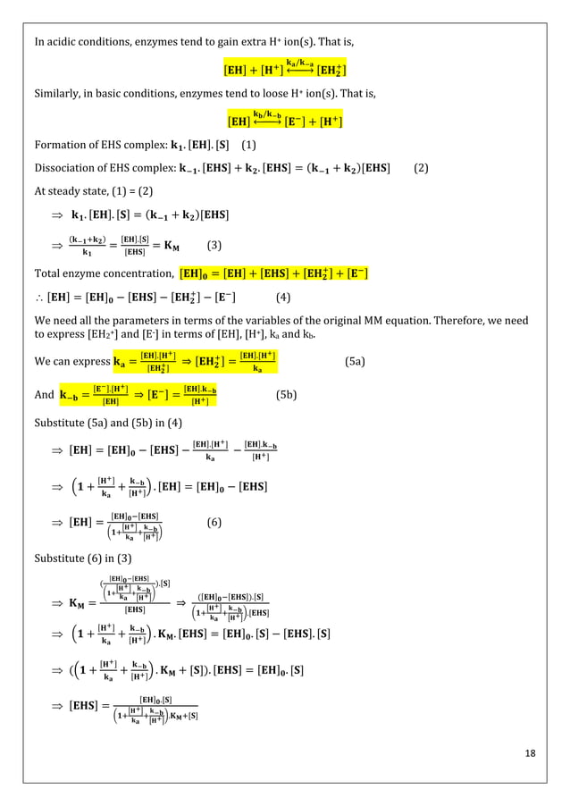 Derivations of ENZYME KINETICS (Part 1 - simplified and detailed) | PDF