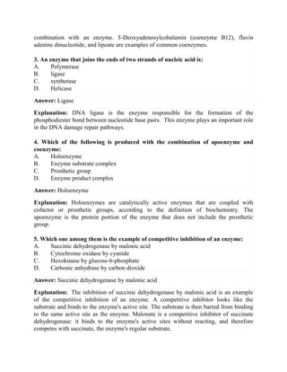 enzyme mcqs.docx | Chemistry | Science