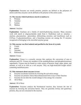 enzyme mcqs.docx | Chemistry | Science