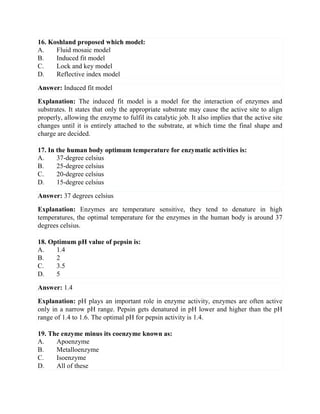 enzyme mcqs.docx | Chemistry | Science