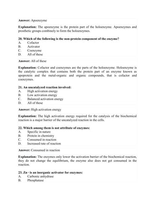 enzyme mcqs.docx | Chemistry | Science