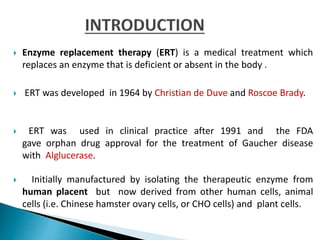 Enzyme replacement therapy in neurological disorders | PPTX