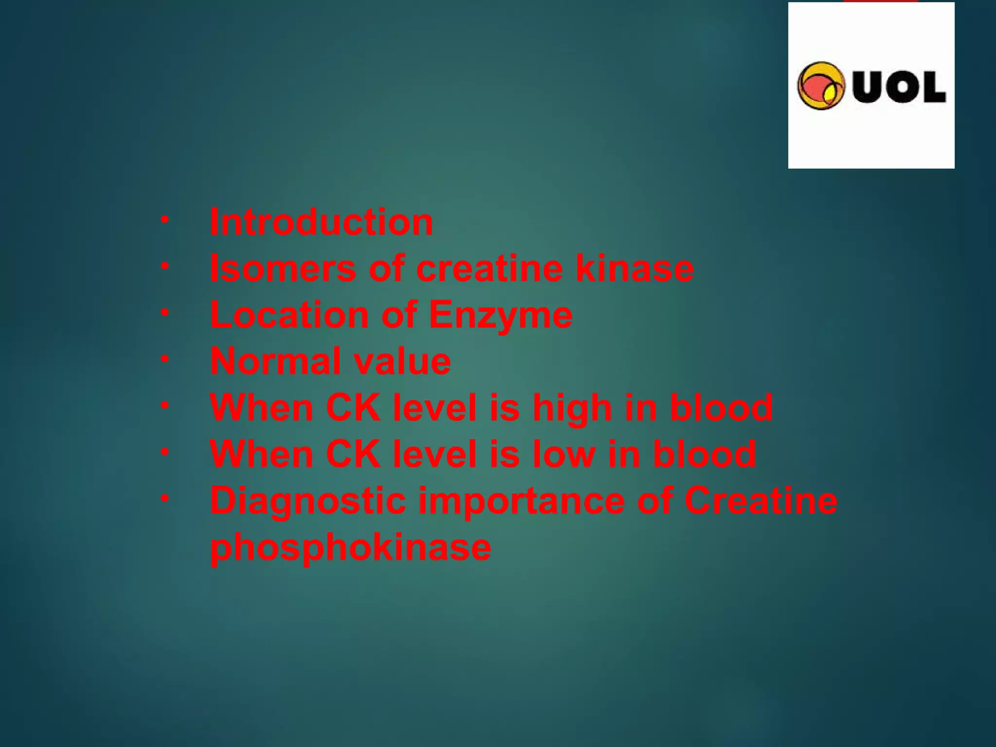 important of creatine kinase enzyme | PPT