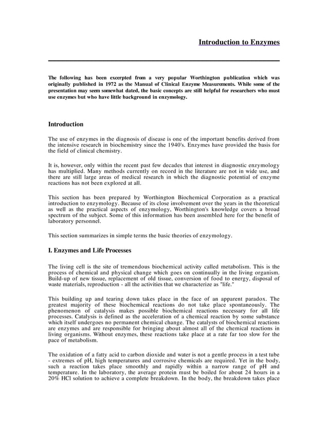 Enzymes - A complete introduction and applications | PDF