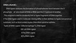 Enzymes involved in Genetic engineering and in central dogma. | PPTX