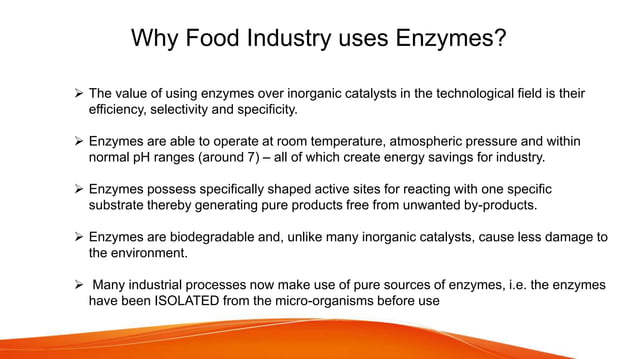 Application of enzymes in food industry | PPTX | Chemistry | Science