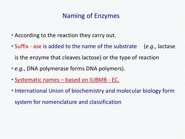 Enzymes for Biochemical Engineering students. this chapter is about ...