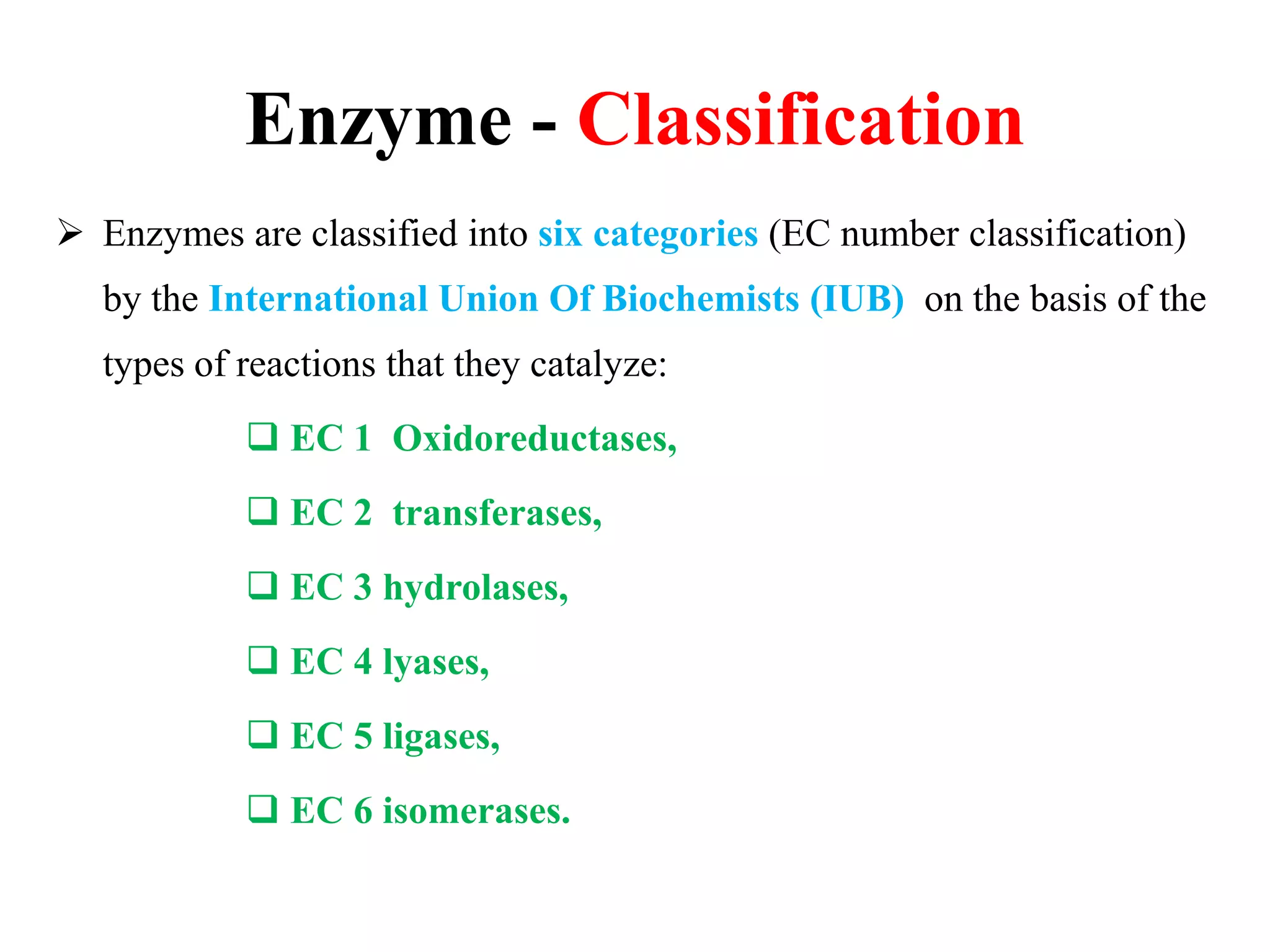 Enzymes definitions, types & classification | PPTX