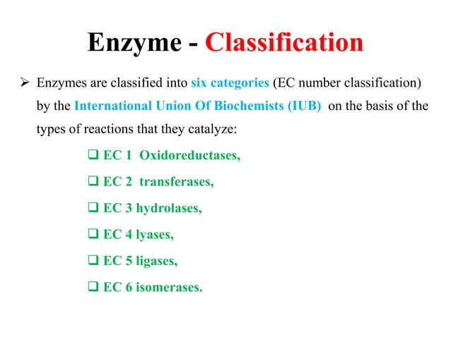 Enzymes definitions, types & classification | PPTX | Chemistry | Science