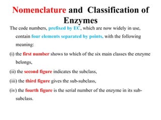Enzymes properties, nomenclature and classification | PPTX