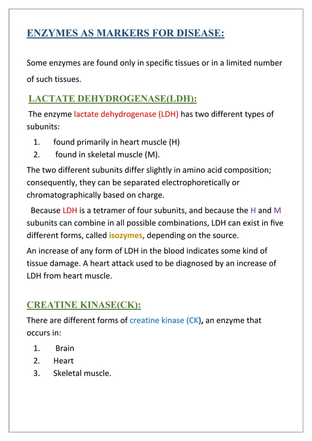 Enzymes as Biomarkers for Diseases | PDF