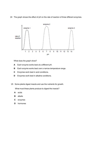 CHAPTER 5 ENZYMES CLASSIFIED PAPER TWO FOR IGCSE STUDENTS | PDF