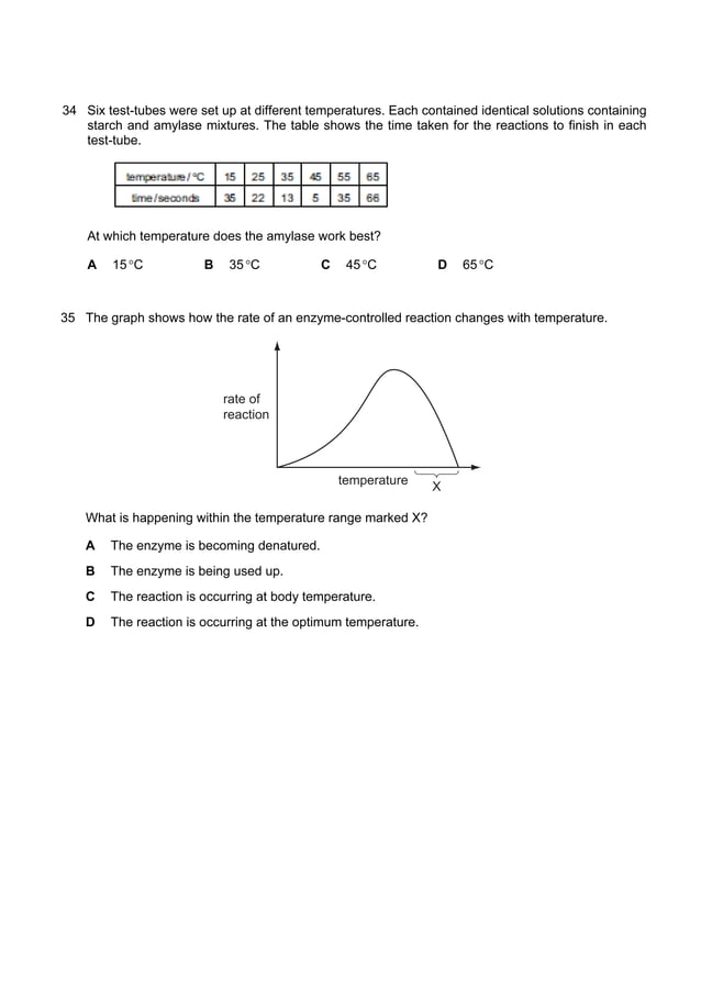 CHAPTER 5 ENZYMES CLASSIFIED PAPER TWO FOR IGCSE STUDENTS | PDF