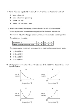 CHAPTER 5 ENZYMES CLASSIFIED PAPER TWO FOR IGCSE STUDENTS | PDF