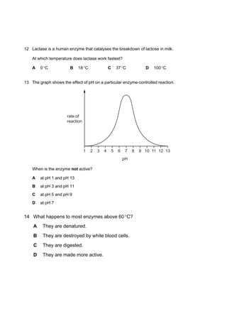 CHAPTER 5 ENZYMES CLASSIFIED PAPER TWO FOR IGCSE STUDENTS | PDF