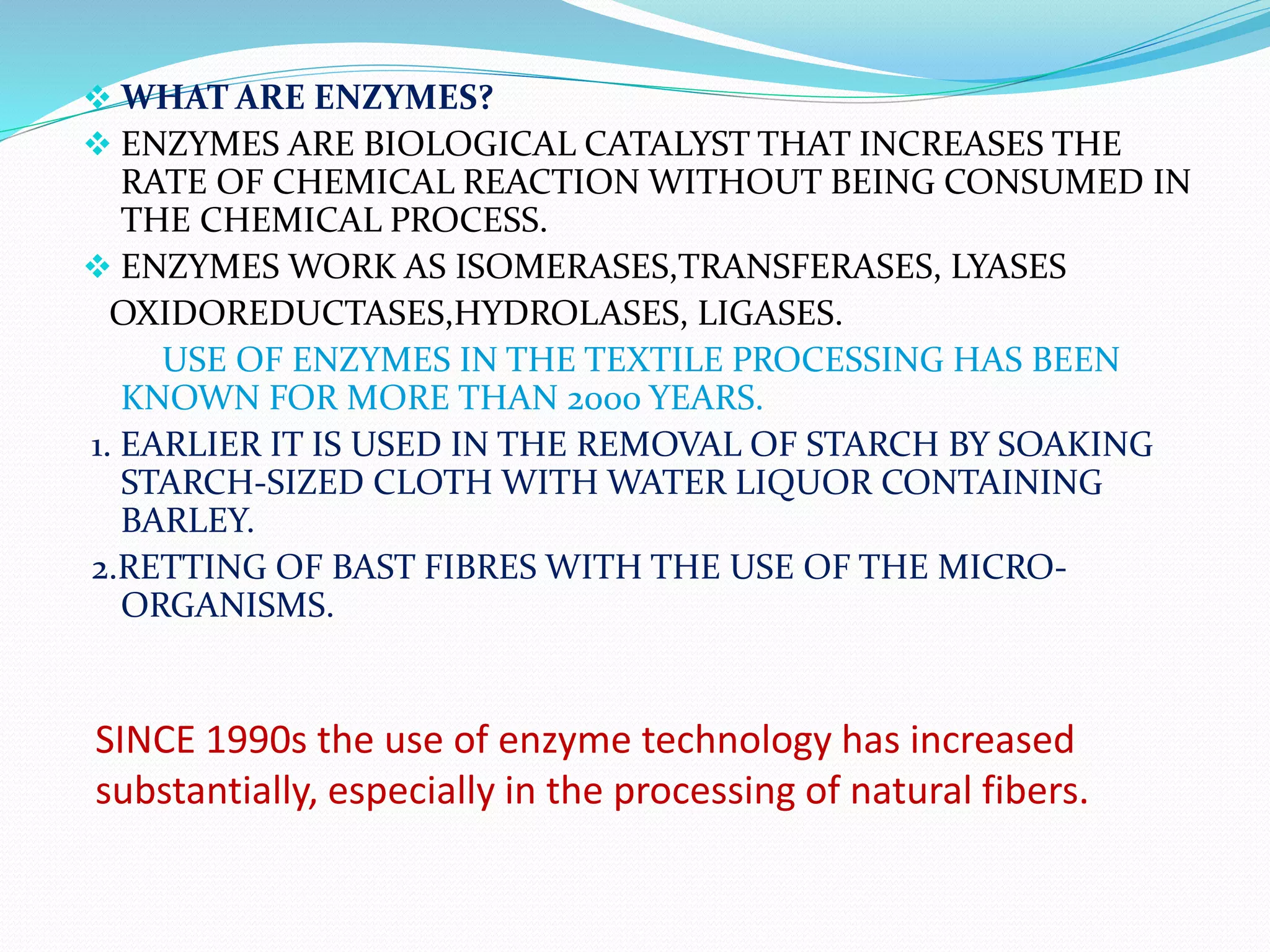 Enzymes in textiles | PPTX
