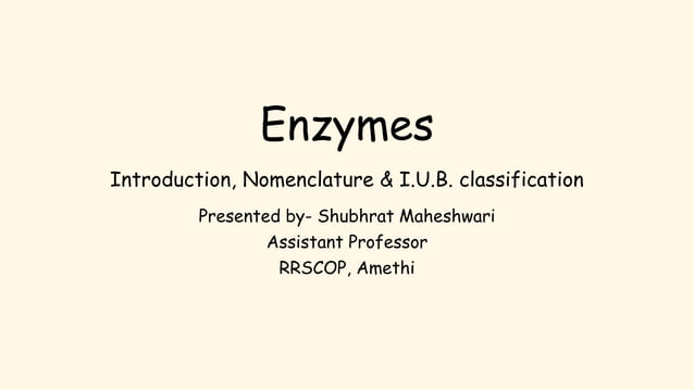 Enzymes(introduction,nomenclature and classification) | PDF | Chemistry ...