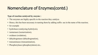 Enzymes(introduction,nomenclature and classification) | PDF