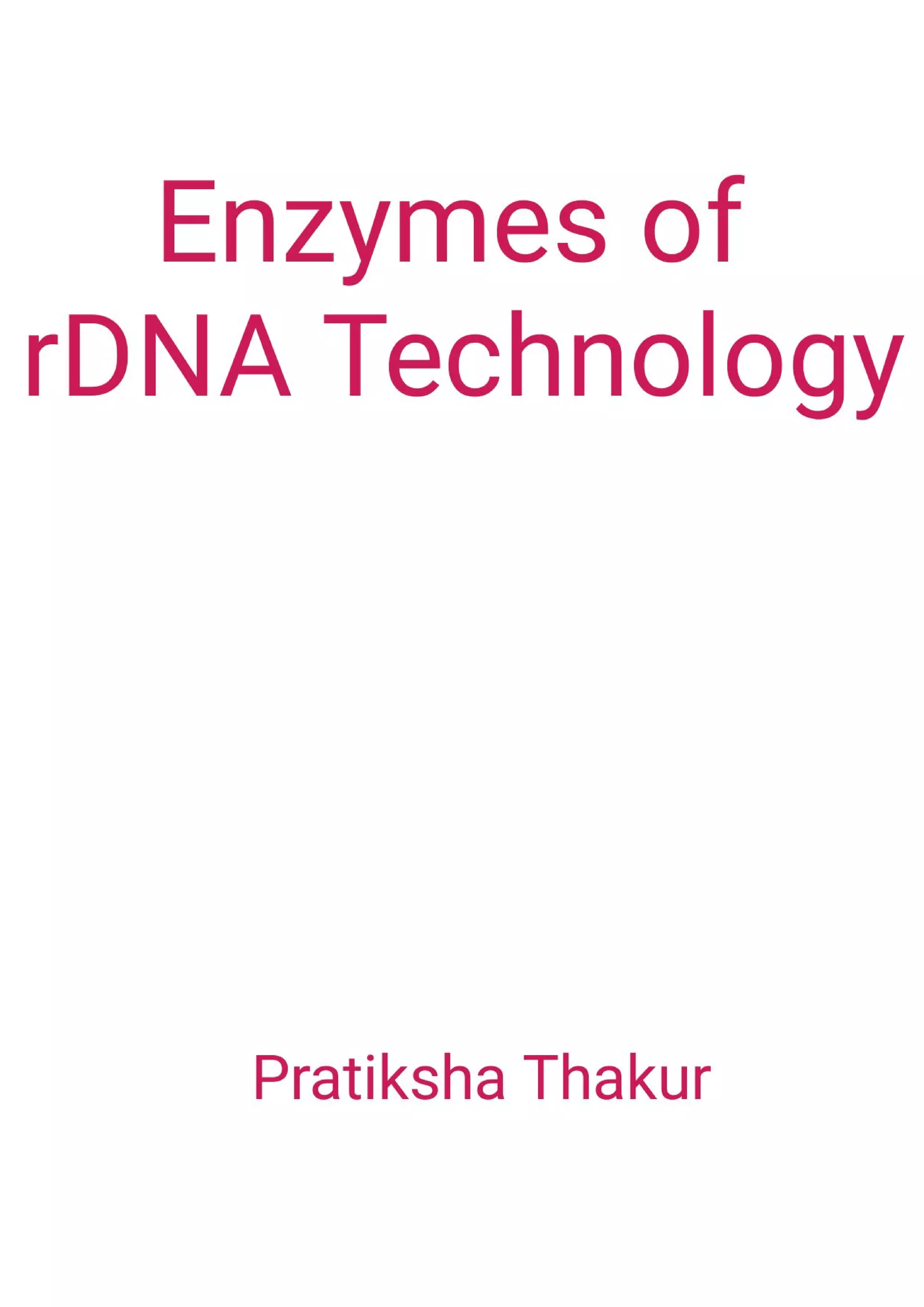 Enzymes of rDNA Technology | PDF