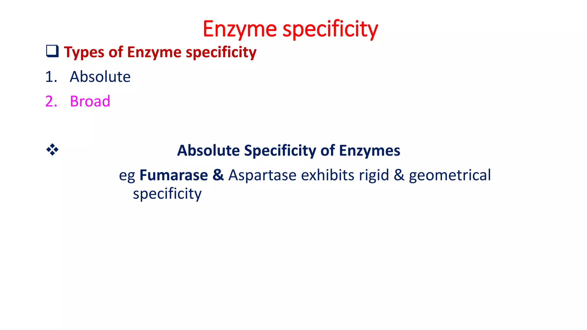 Enzyme specificity types and applications | PDF | Chemistry | Science