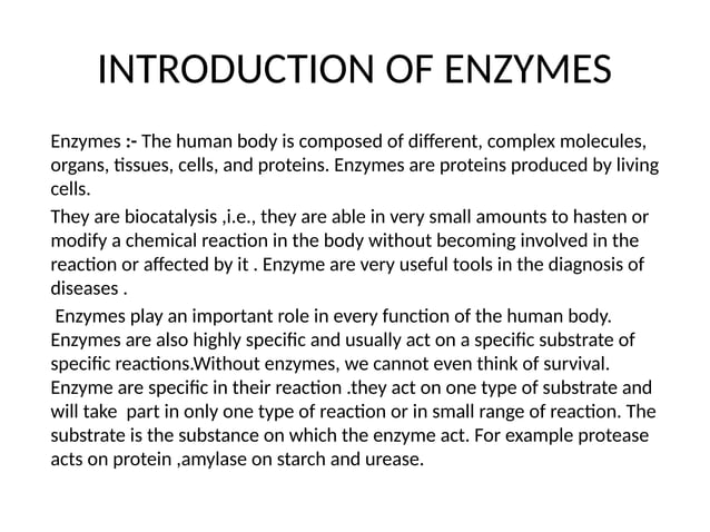 ENZYMES PPT Bsc medical lab science and technology | PPT