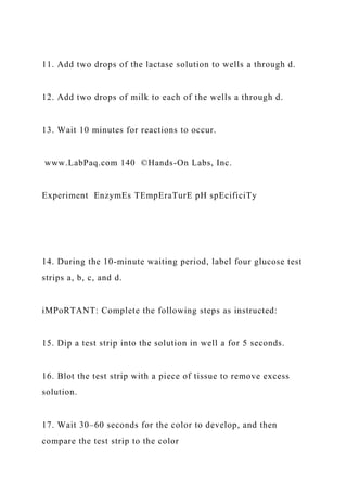 Enzymes Temperature, pH, andSpecificityHands-on labs, in.docx