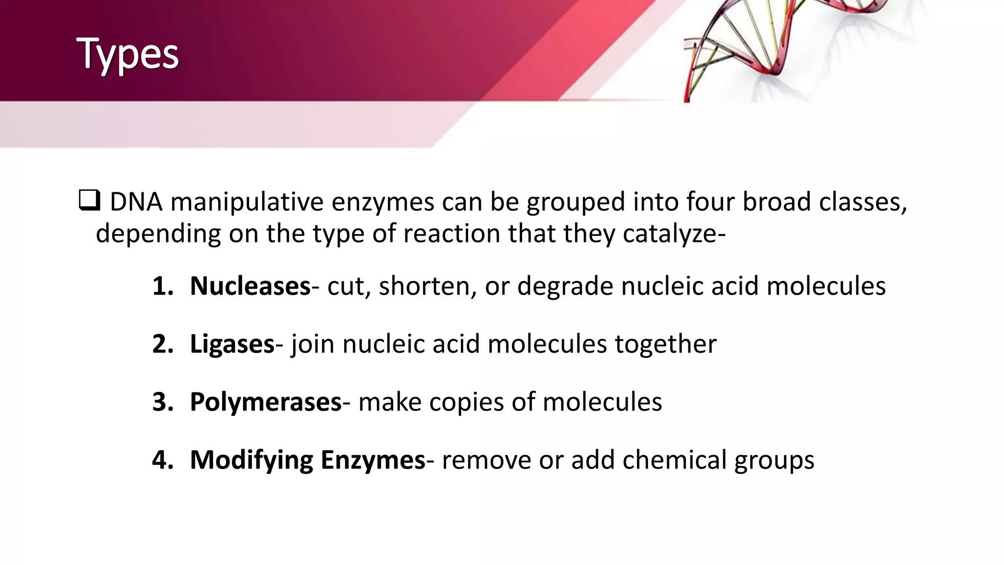 Enzymes used for cloning techniques | PPTX