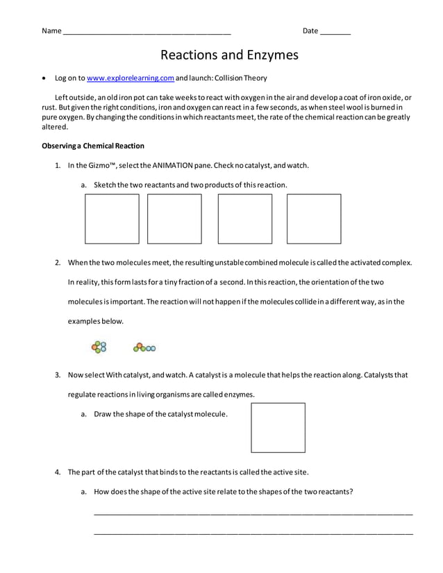 Enzyme work sheet | PDF