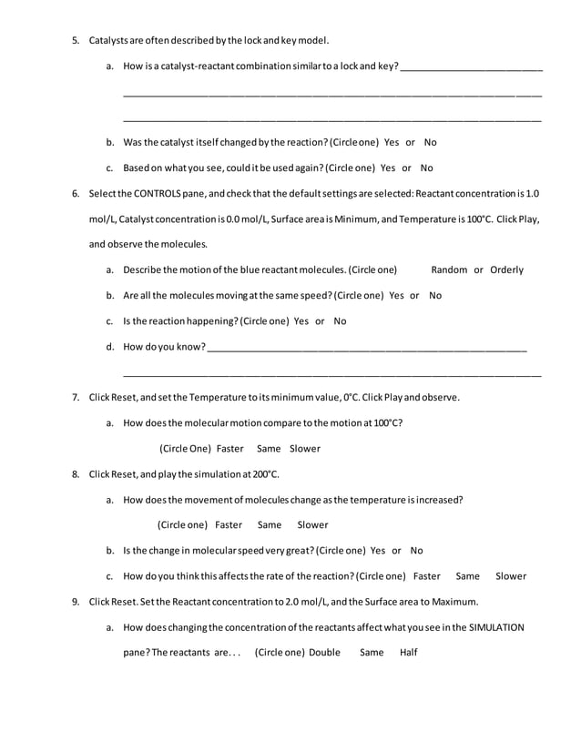 Enzyme work sheet | PDF