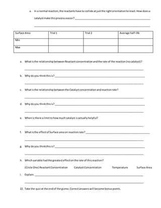 Enzyme work sheet | DOCX