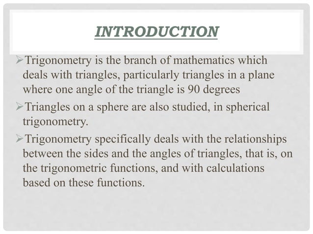 Introduction to trignometry | PPTX