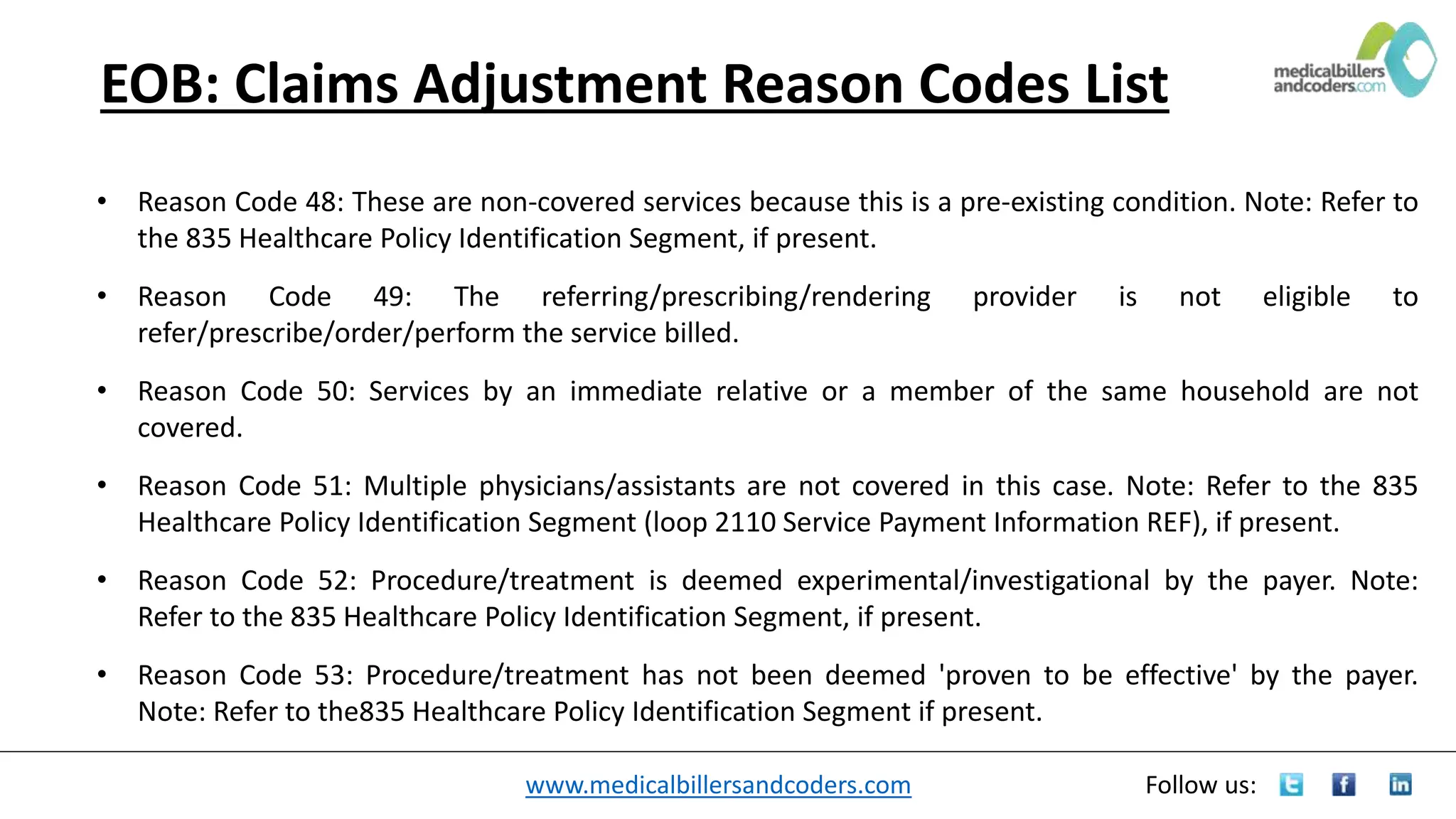 EOB- Claims Adjustment Reason Codes List.pptx