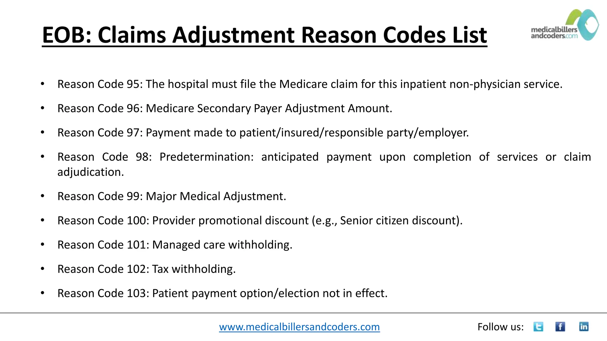 EOB- Claims Adjustment Reason Codes List.pptx