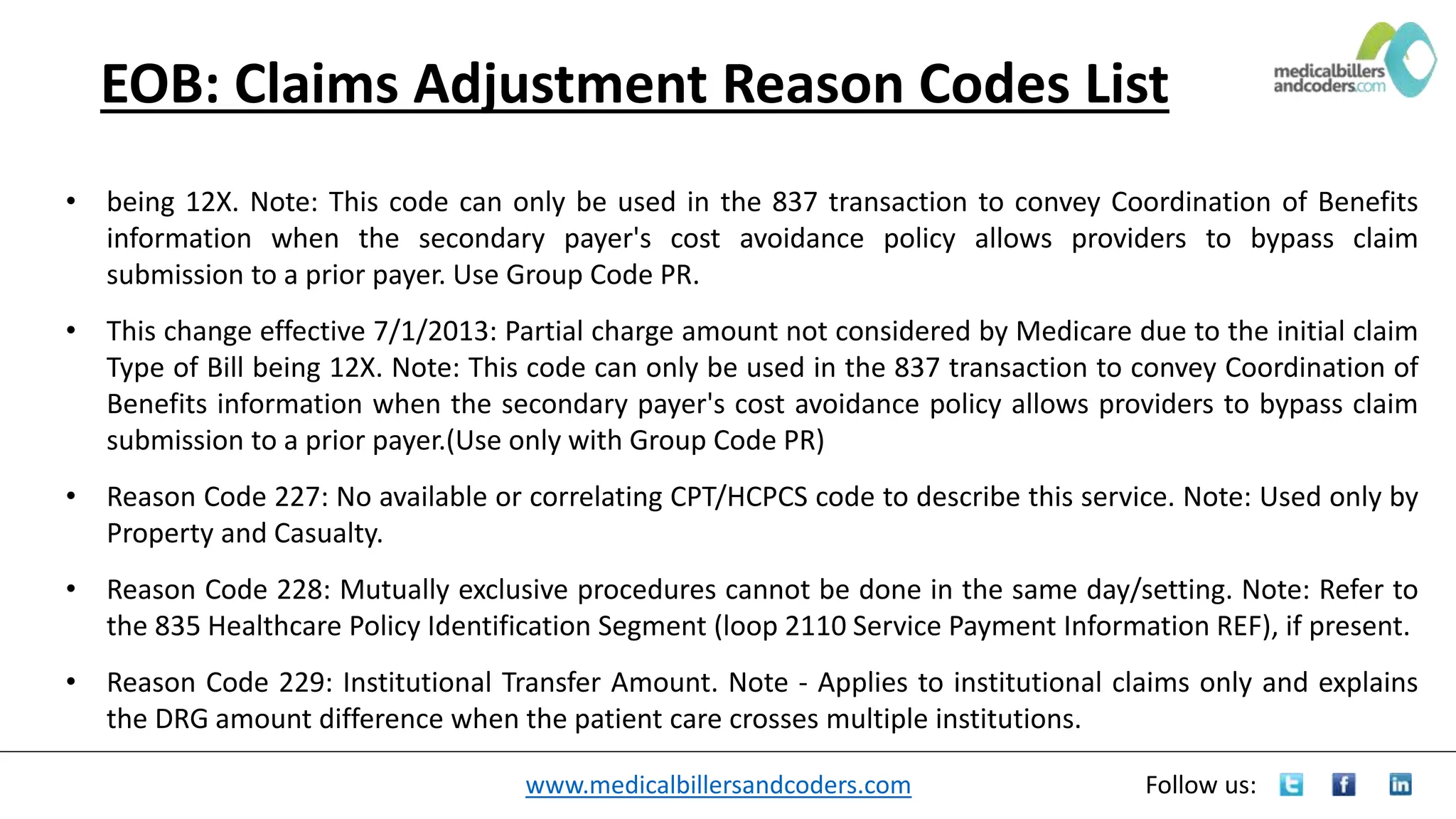 EOB- Claims Adjustment Reason Codes List.pptx