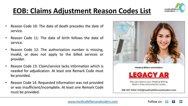 EOB- Claims Adjustment Reason Codes List.pptx | Health Insurance | Insurance