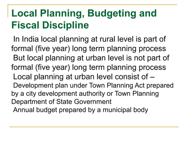 Local Planning, Budgeting, Fiscal Discipline | PPT