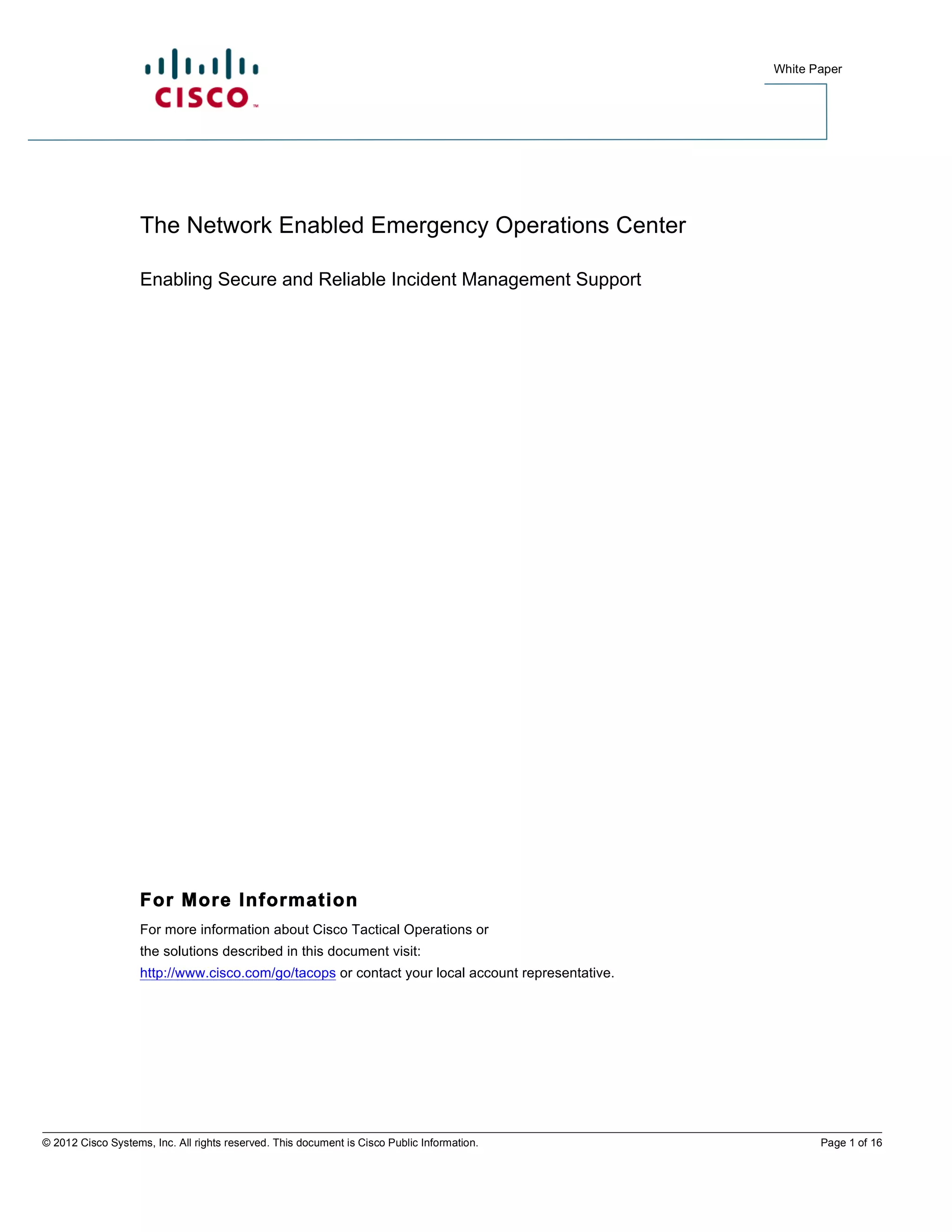 The Network Enabled Emergency Operations Center (EOC) | PDF