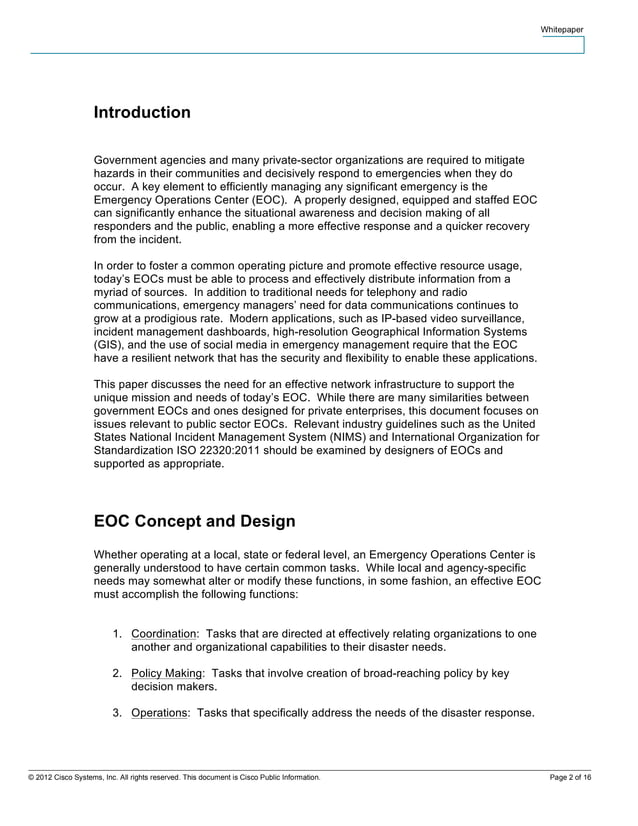 The Network Enabled Emergency Operations Center (EOC) | PDF
