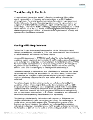 The Network Enabled Emergency Operations Center (EOC) | PDF