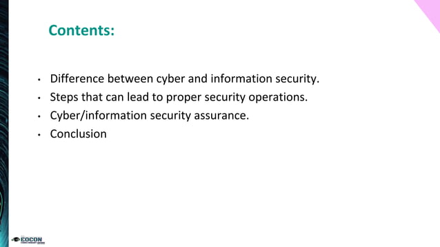 Cyber and information security operations and assurance | PPT