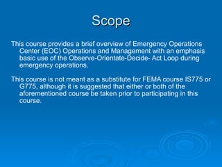 Eoc Operations And Management Training Mod 1 | PPT