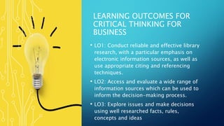 Critical thinking for business | PDF