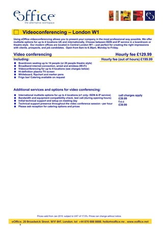 eOffice Price List London Soho | PDF