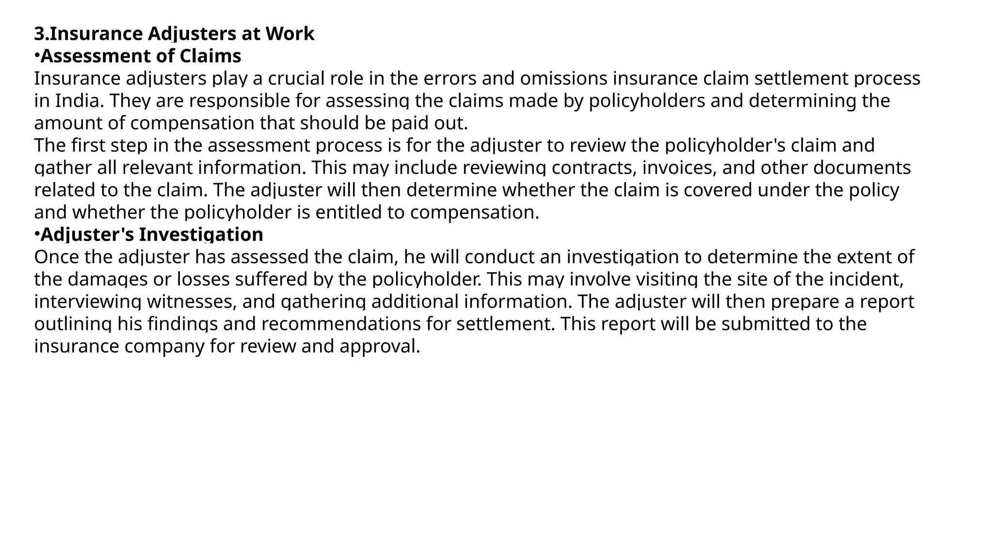 Errors & Omission Insurance - claim, dispute settlement and post claim ...