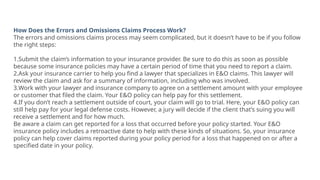 Errors & Omission Insurance - claim, dispute settlement and post claim ...