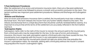 Errors & Omission Insurance - claim, dispute settlement and post claim ...