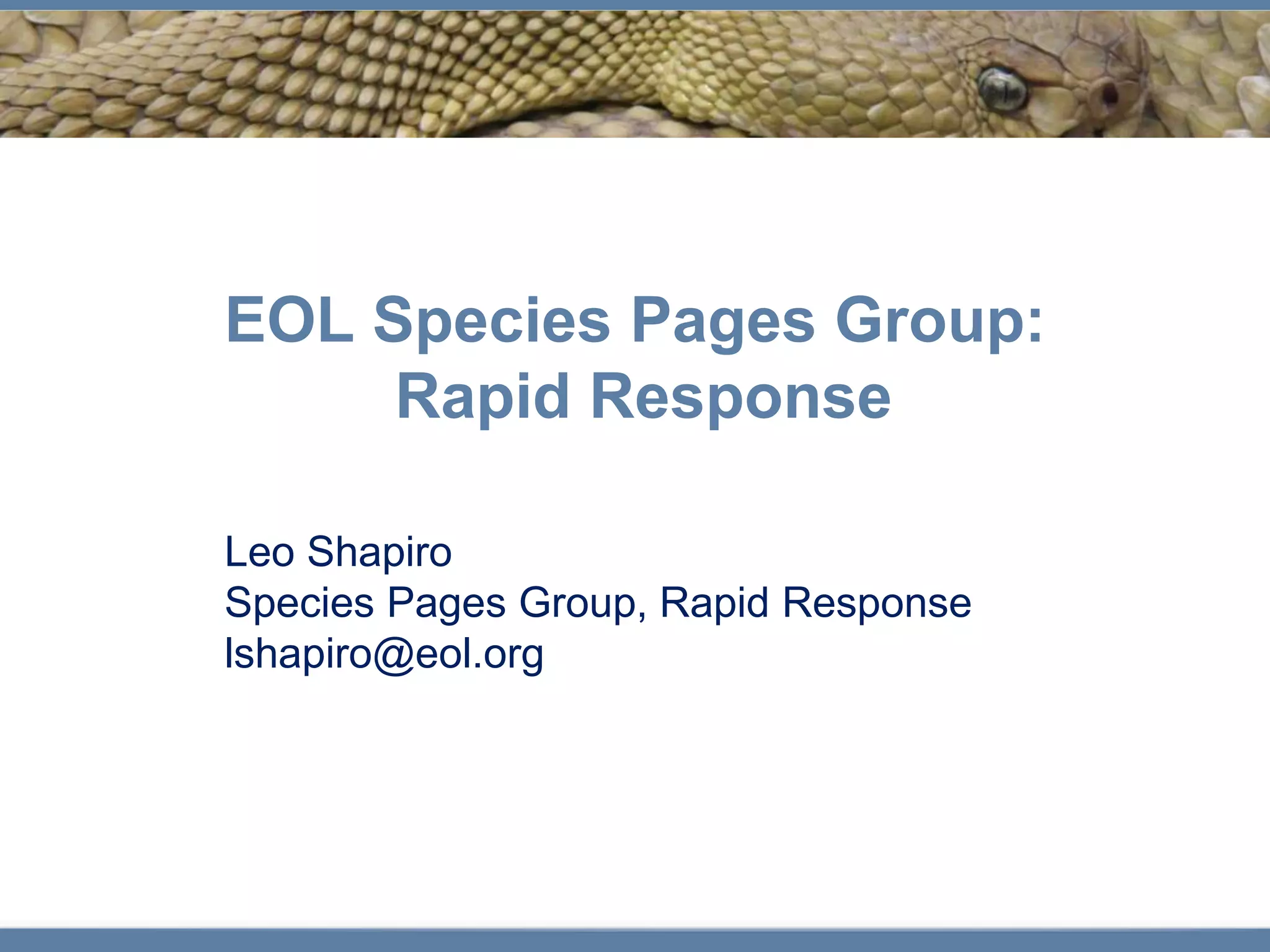 Eol 2010 rapid response | PPTX | Biological Sciences | Science