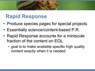Eol 2010 rapid response | PPTX | Biological Sciences | Science