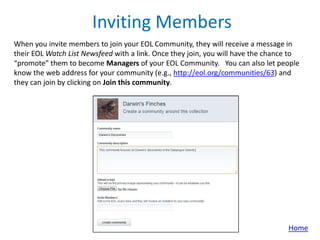 Using EOL: EOL Communities | PPT