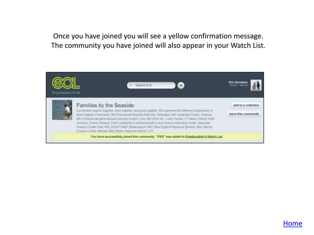 Using EOL: EOL Communities | PPT
